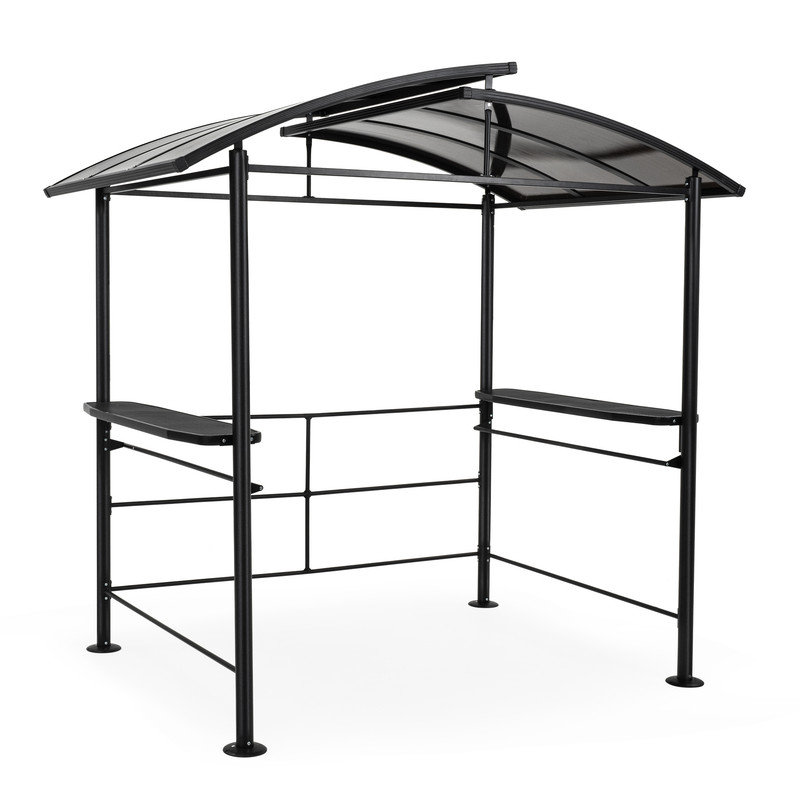 PAMAPIC 8 Ft.x 5 Ft.Hardtop Grill Gazebo Canopy Gray Steel Frame with Double Arch Roof and ...
